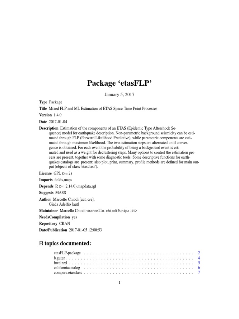 Etas FLP | PDF | Parameter (Computer Programming) | Earthquakes