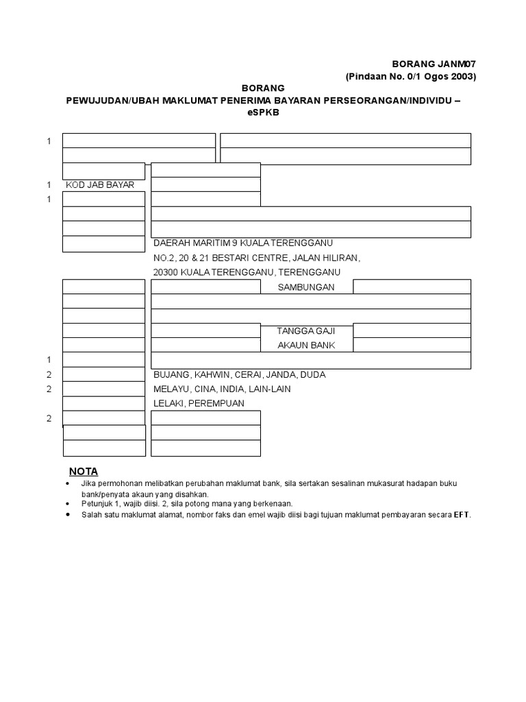BORANG JANM07 (eSPKB) | PDF