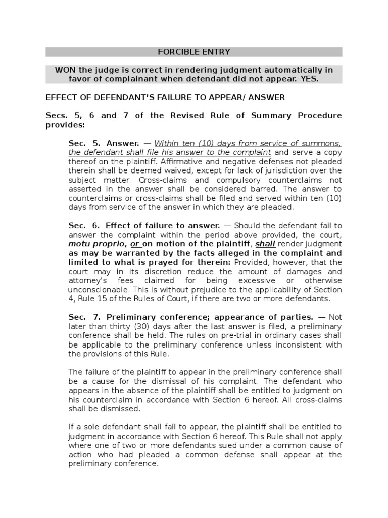 Forcible Entry | Complaint | Pleading