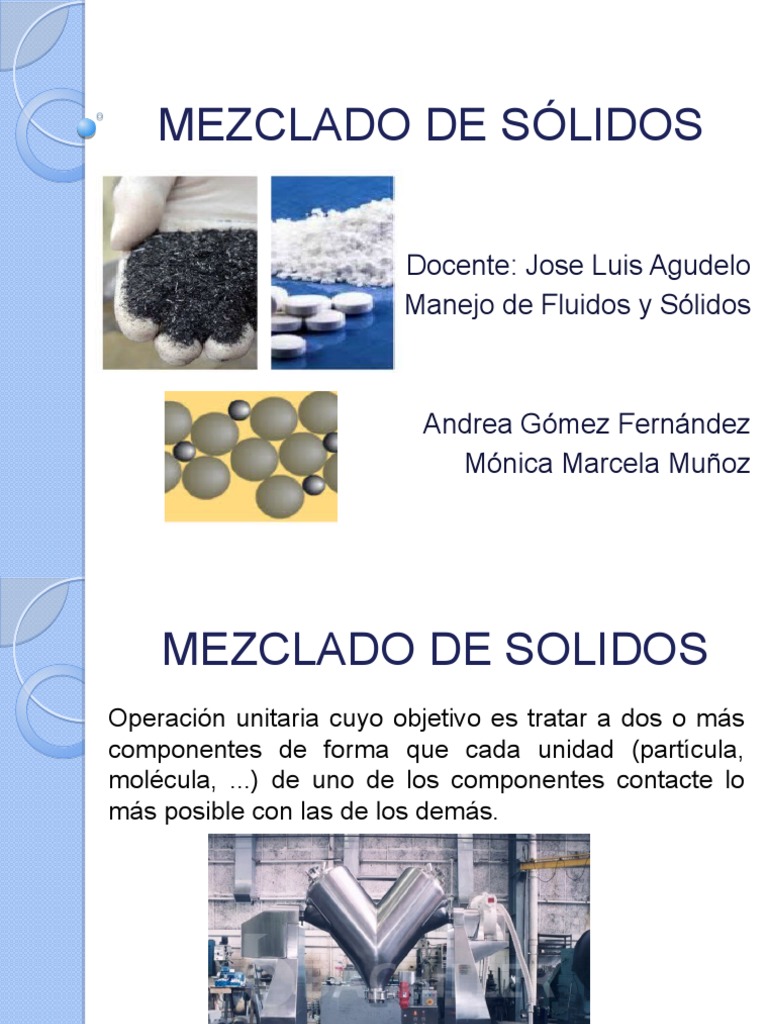 Mezclado de Sólidos: Tipos y Mecanismos | PDF | Mezcla | Movimiento ...