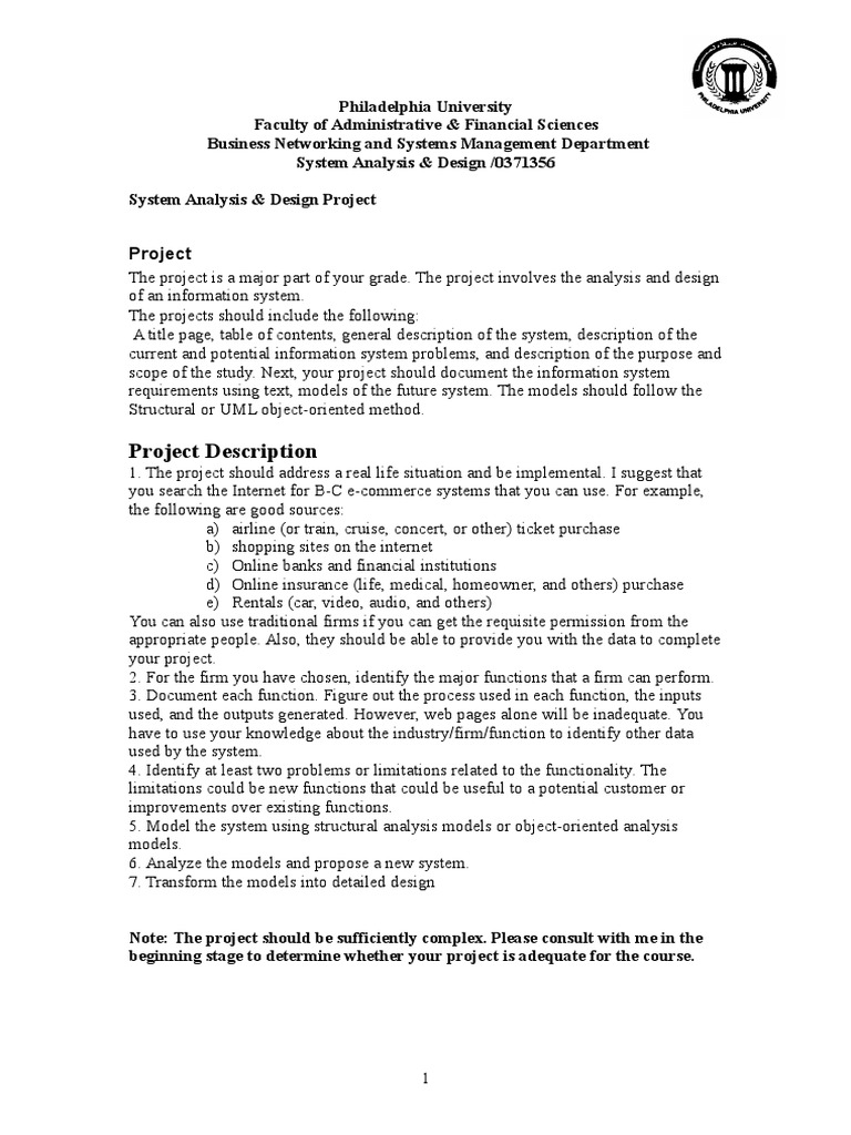 System Analysis & Design Project Guide | PDF | Database Design ...