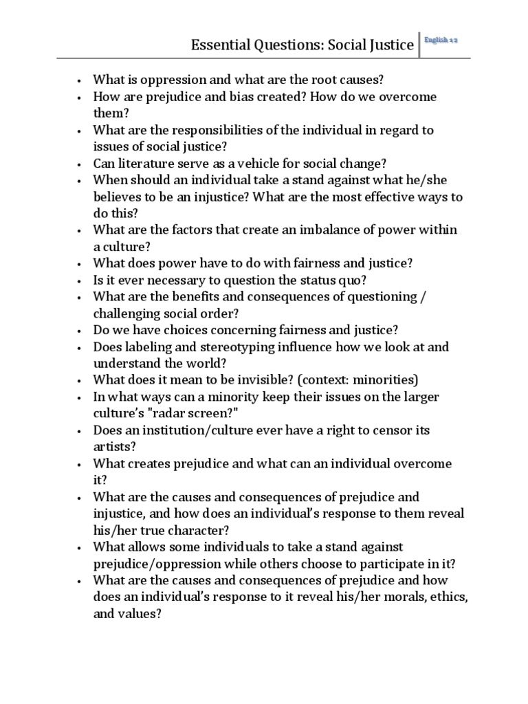 Social Justice Questions | PDF