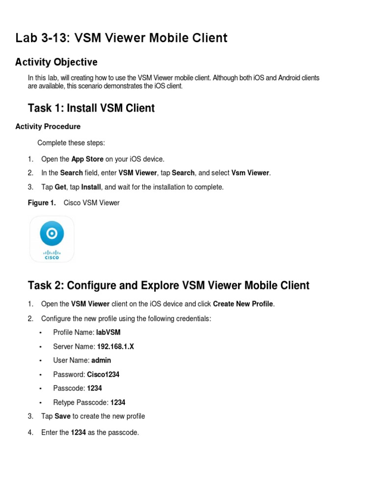 Lab 3-13: VSM Viewer Mobile Client | PDF