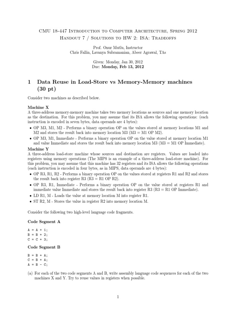 Hw2 Solution | PDF | Instruction Set | Assembly Language