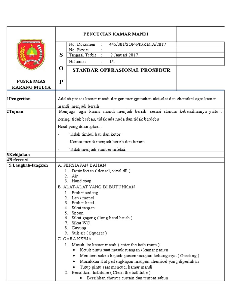Sop Cs Pencucian Kamar Mandi | PDF