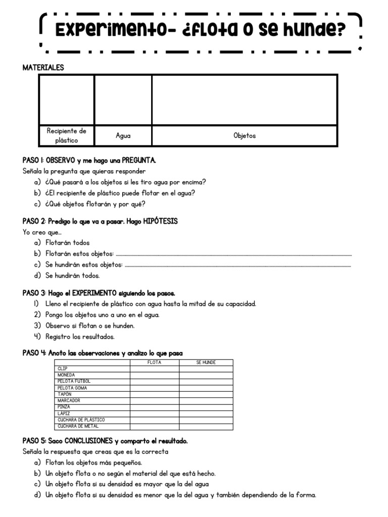 05.experimento ¿Flota o Se Hunde? | PDF | Peso | Masa