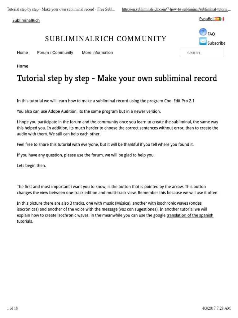 Tutorial Step by Step - Make Your Own Subliminal Record - Free ...