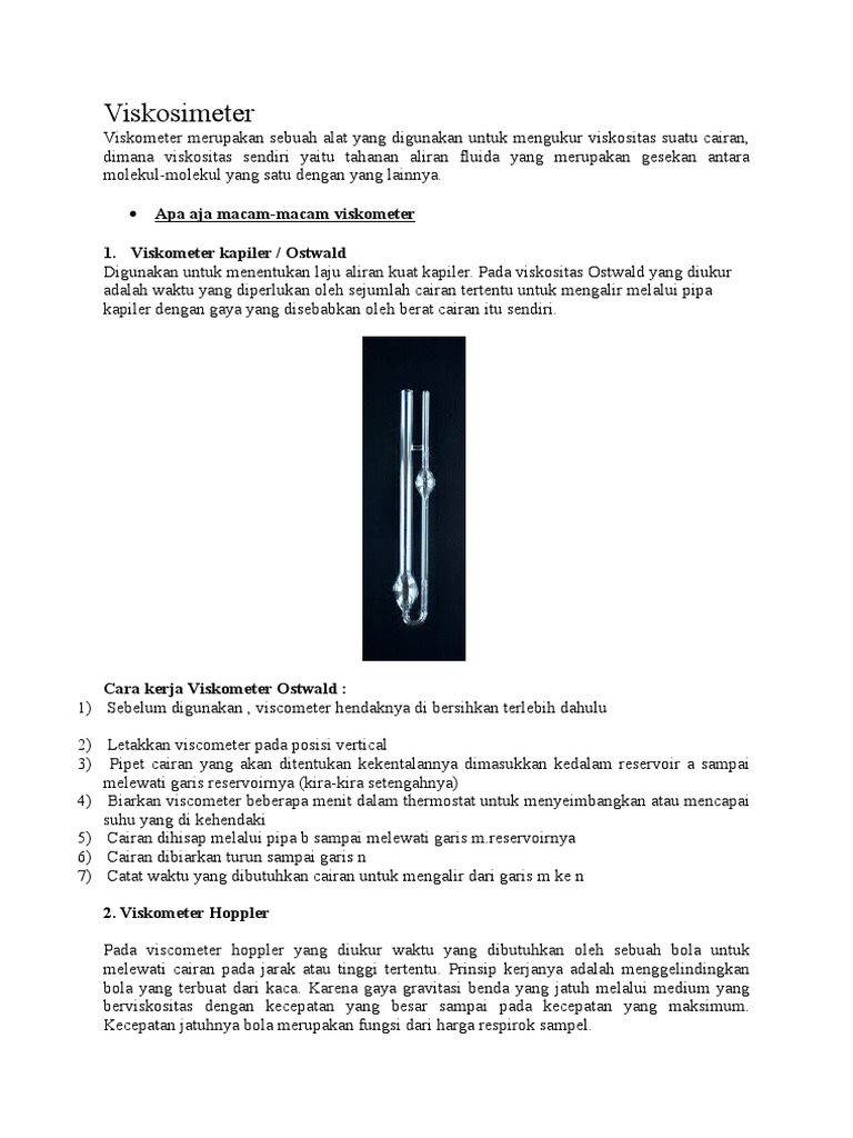 Alat dan Kalibrasi Viskometer Ostwald | PDF