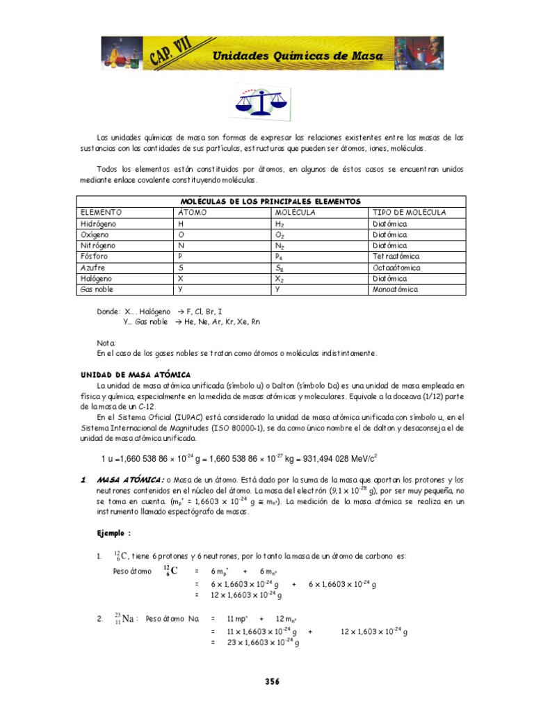 Unidades Quimicas de Masa | PDF | Mole (Unidad) | Química
