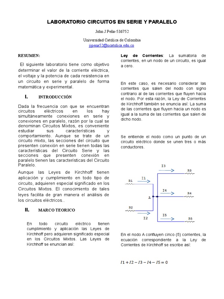 Circuitos Serie y Paralelo: Análisis y Resultados | PDF | Resistencia ...