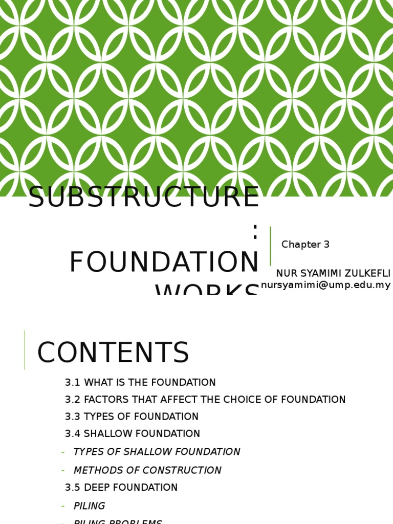 Chapter 3 - Substructure Foundation Works | PDF | Deep Foundation ...