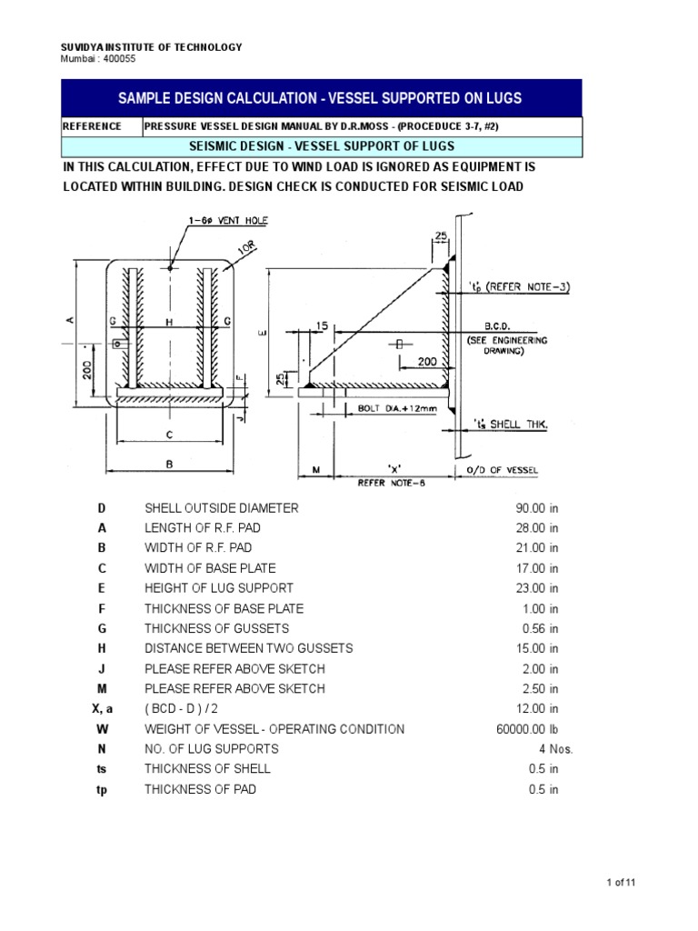 Lug Support Design | PDF | Bending | Stress (Mechanics)