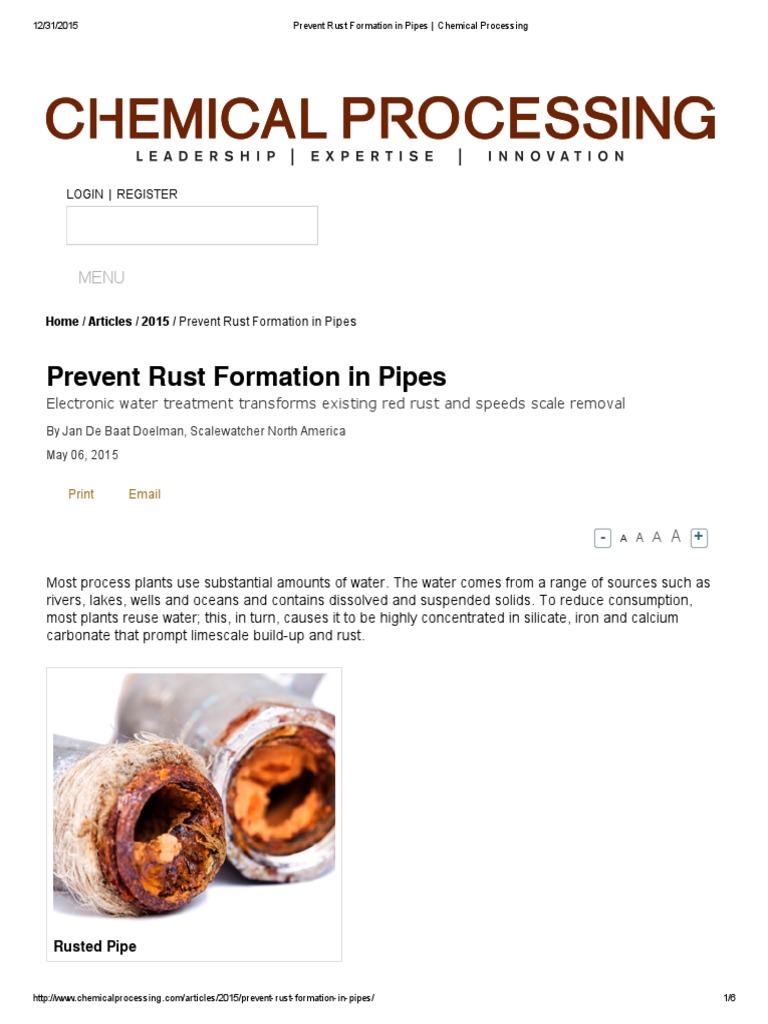 Prevent Rust Formation in Pipes _ Chemical Processing | Rust | Solution