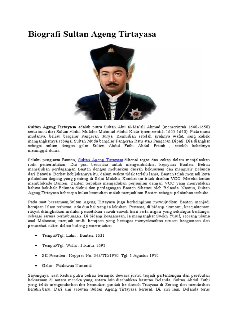 Biografi Sultan Ageng Tirtayasa | PDF