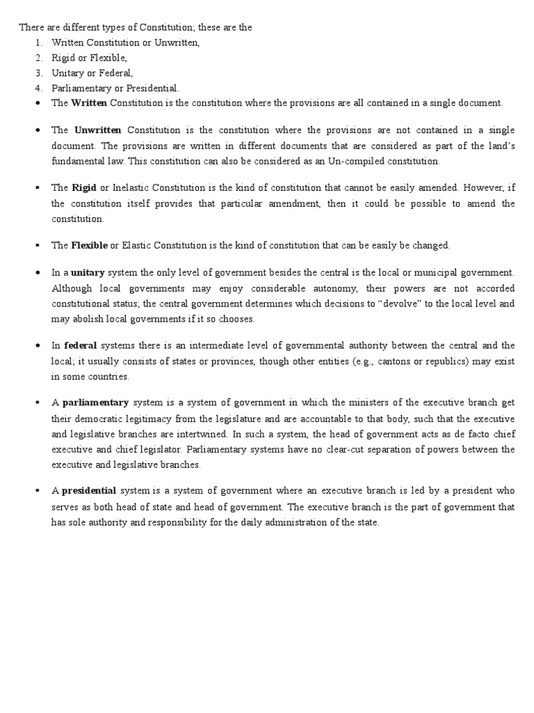 Types of Constitution | PDF