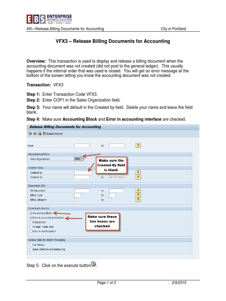 VFX3 - Release Billing Documents For Accounting | PDF | Areas Of ...