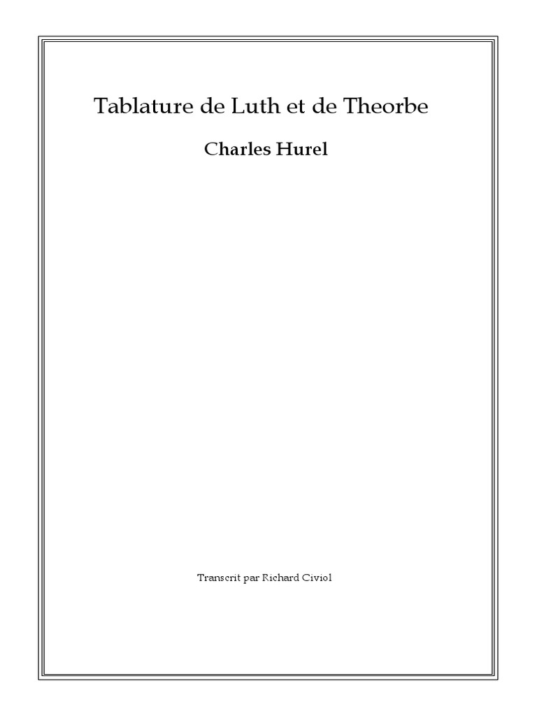 Table of Contents for 'Tablature de Luth et de Theorbe' by French ...