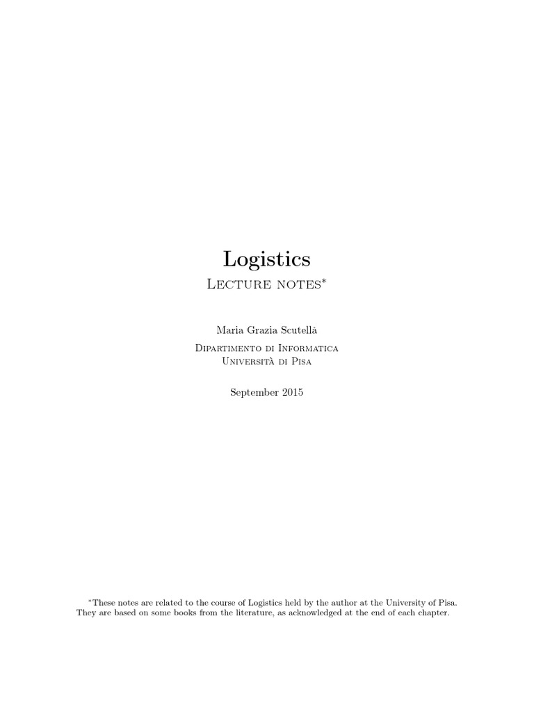 An Introduction to Logistics Systems: Lecture Notes on Logistics ...