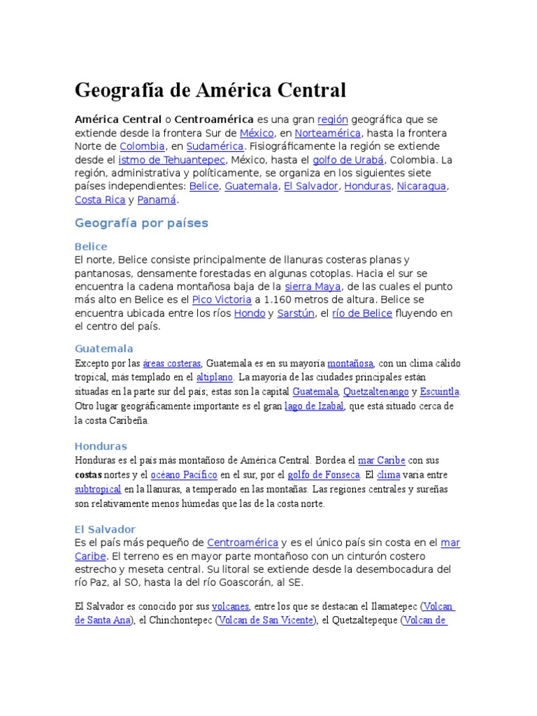 Geografía de América Central | PDF | Centroamérica | Río