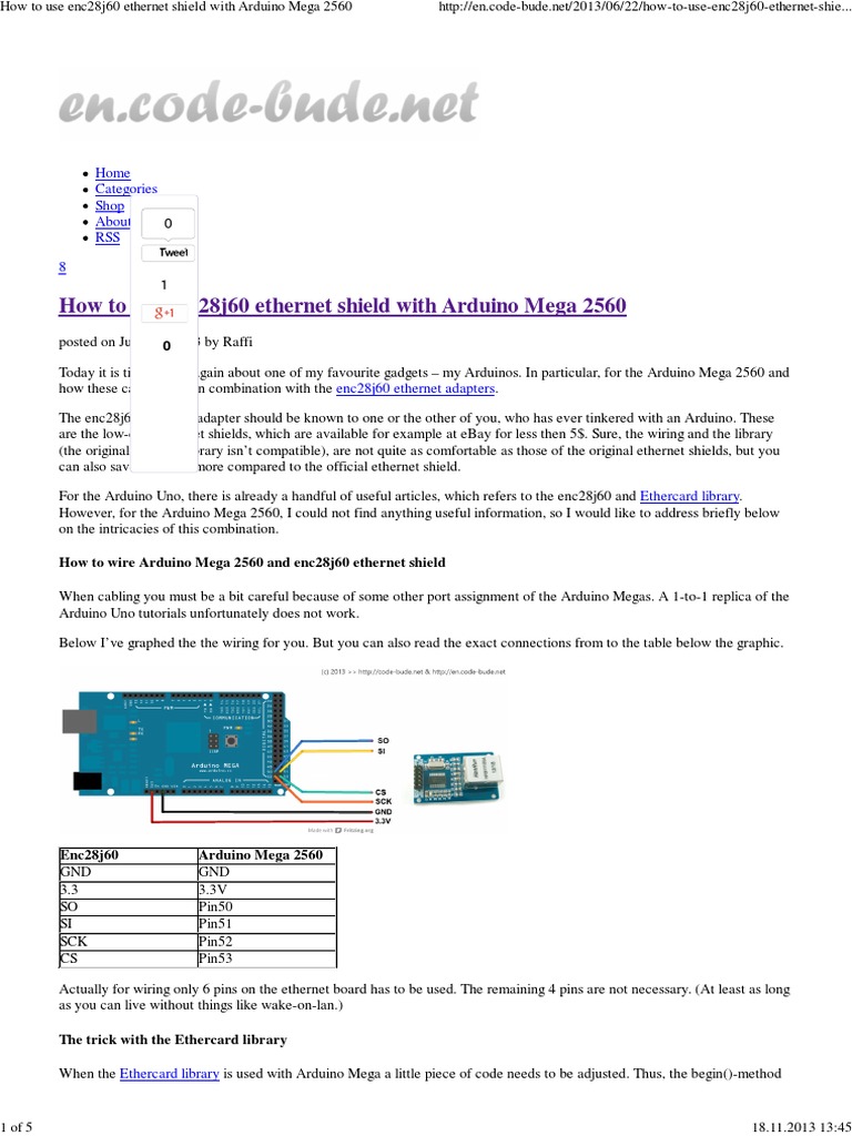 How To Use Enc28j60 Ethernet Shield With Arduino Mega 2560 | PDF | Arduino | Android (Operating ...