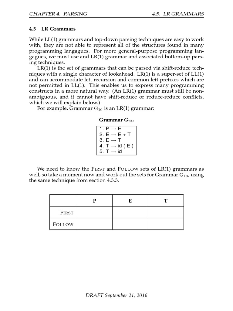 4.5 LR Grammars: Irst Ollow | PDF | Parsing | Formalism (Deductive)