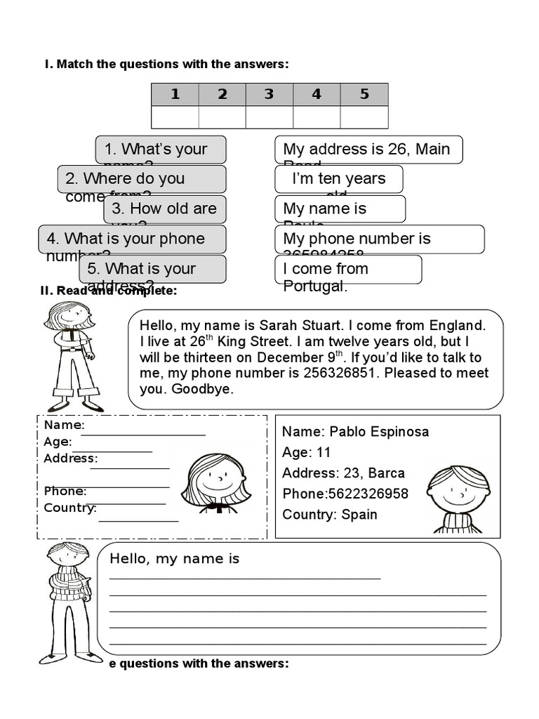 Basic Personal Information Quiz | PDF