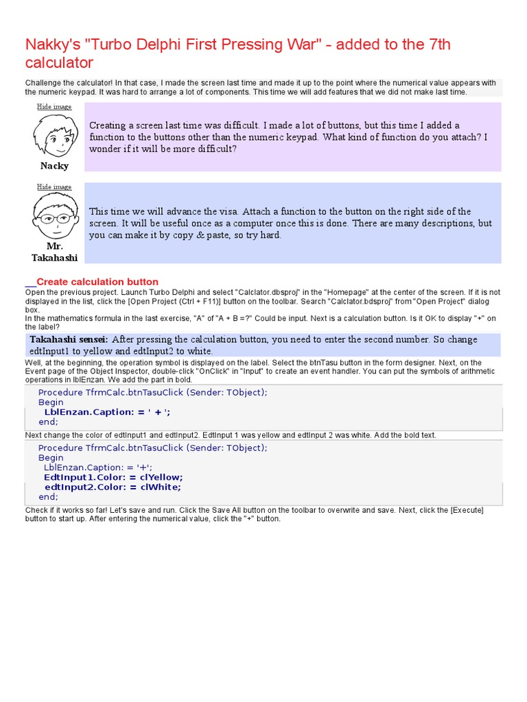 Delphi Calculator Pdf Subroutine Parameter Computer Programming