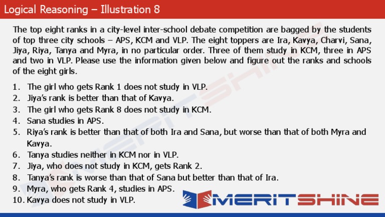 Logical Reasoning 8 (Tabular Arrangement) | PDF