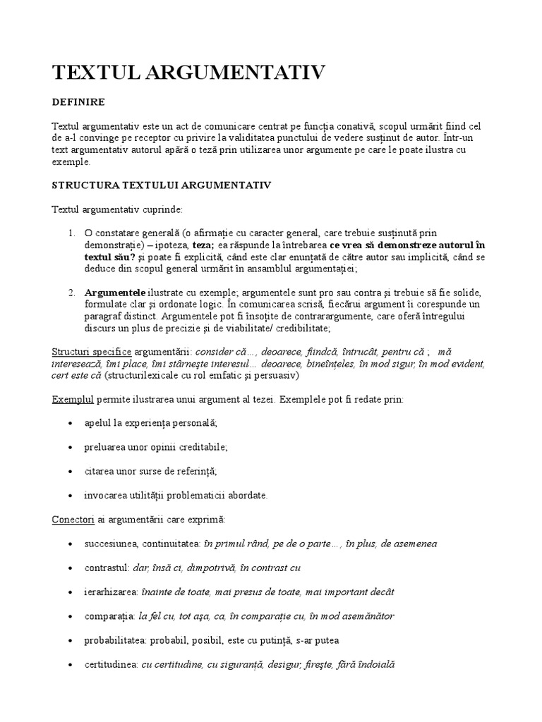 TEXTUL ARGUMENTATIV