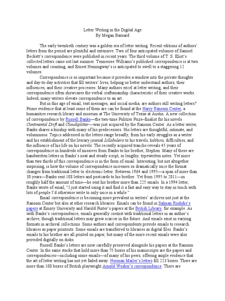 Letter Writing in The Digital Age PDF | PDF