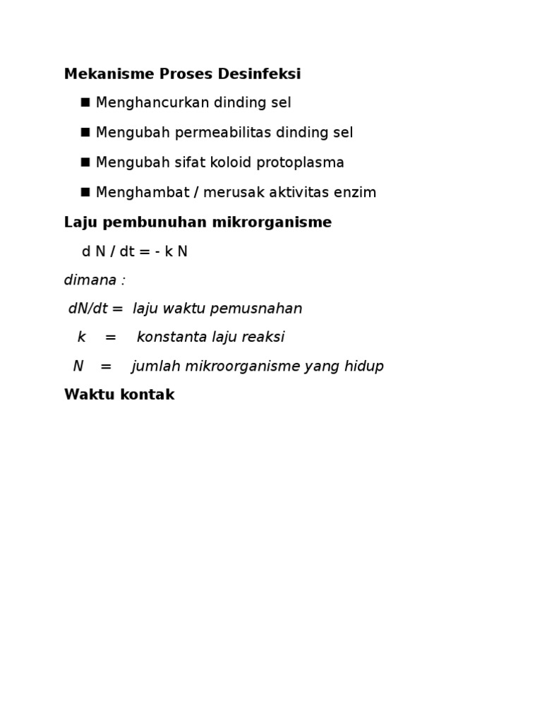 Mekanisme Proses Desinfeksi | PDF