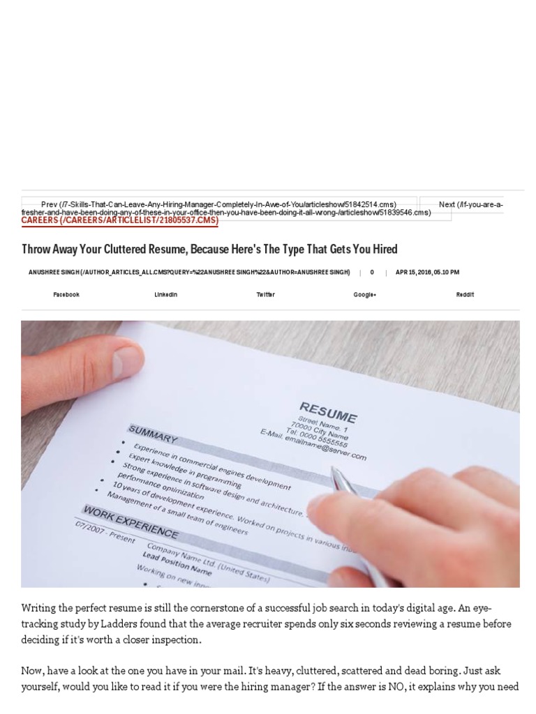 Throw Away Your Cluttered Resume, Because Here's The Type That Gets You ...