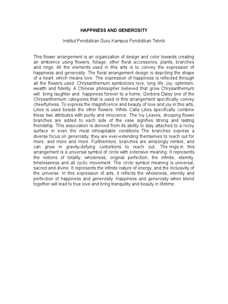 Happiness and Generosity | PDF | Self-Improvement