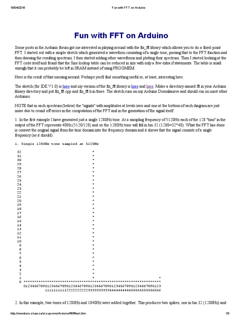 Fun With FFT On Arduino | PDF | Frequency Modulation | Sound Production ...