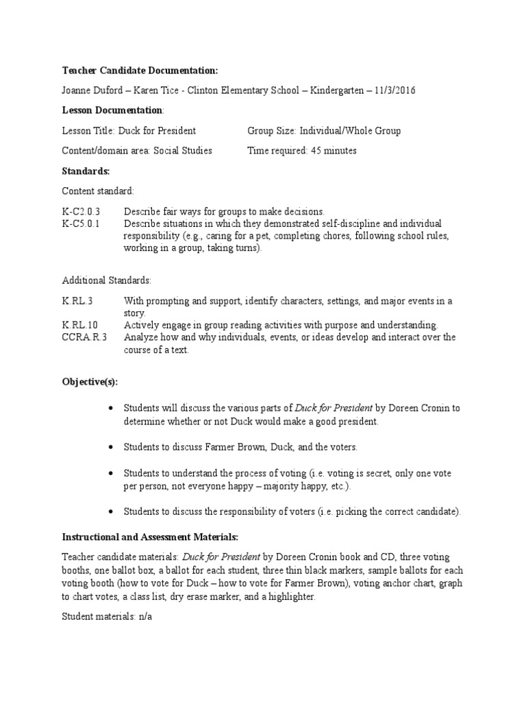 Duck For President | PDF | Ballot | Voting