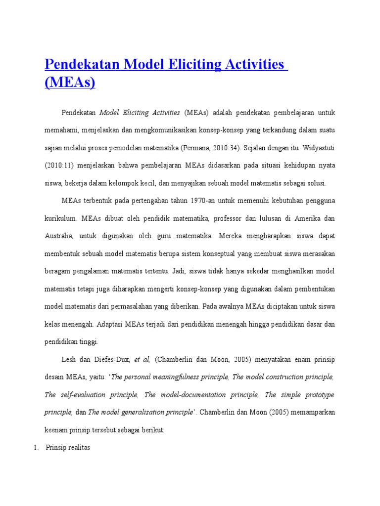 Pendekatan Model Eliciting Activities | PDF