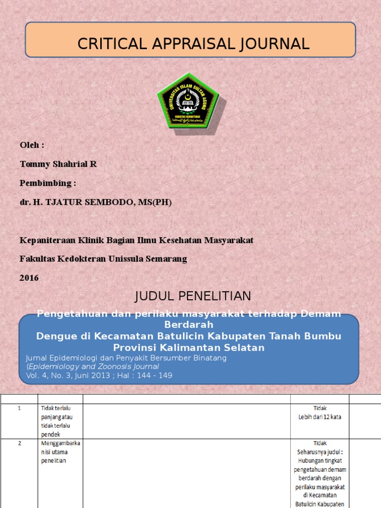 Critical Appraisal Journal | PDF