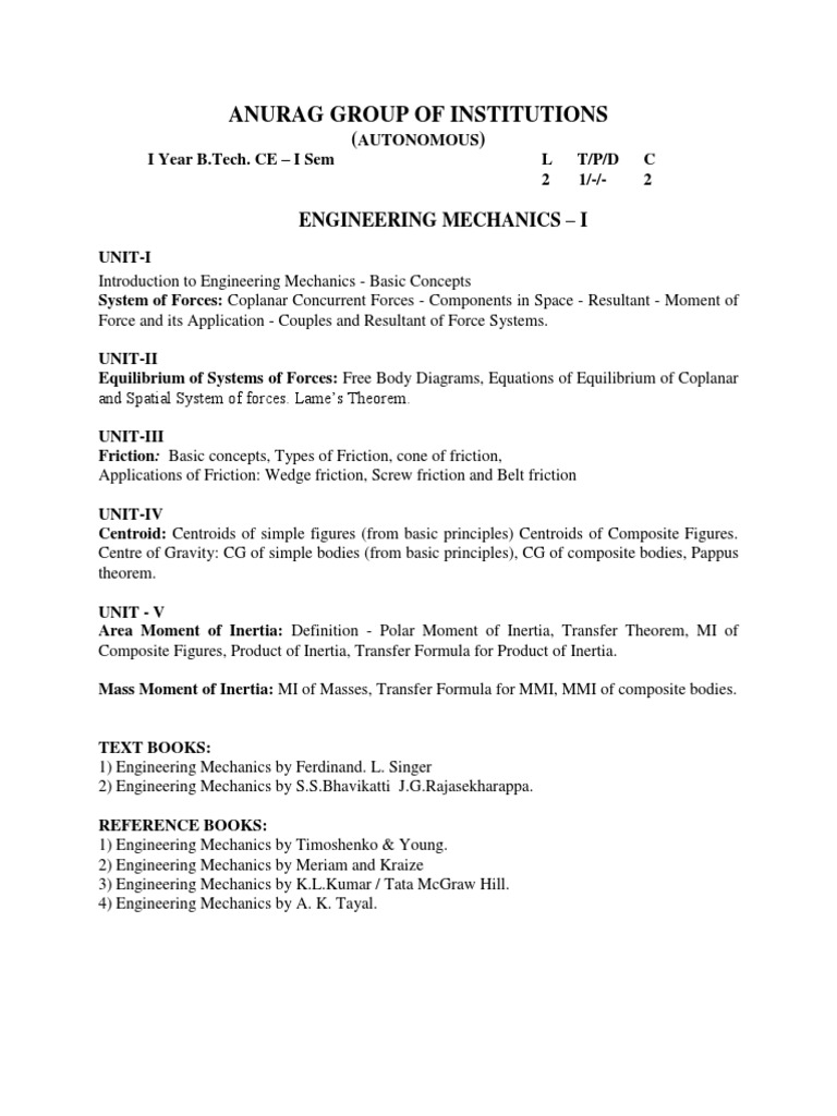 Engineering Mechanics - I and II | PDF | Rotation Around A Fixed Axis | Force