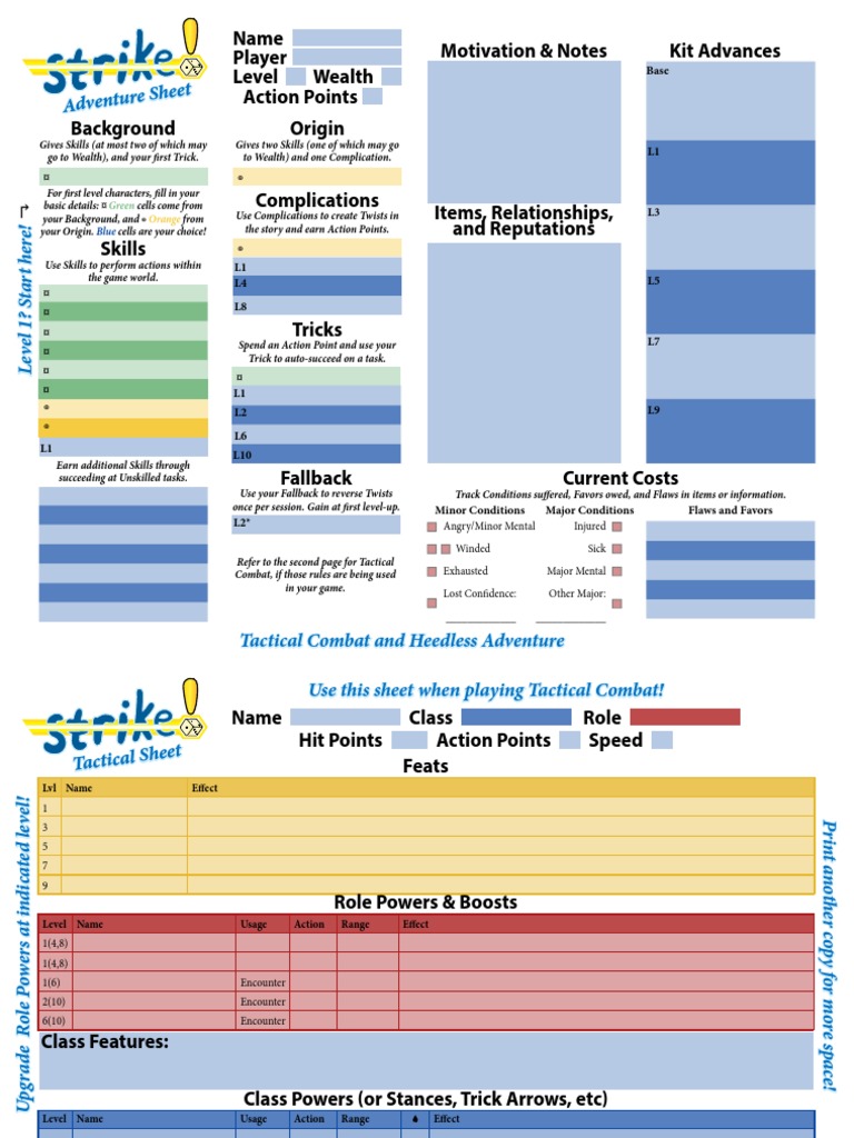 Strike Character Sheet PDF | PDF | Role Playing | Leisure Activities