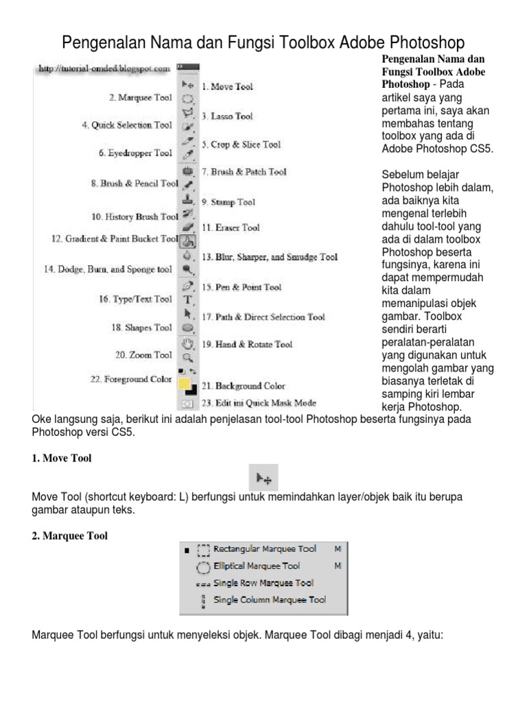 Pengenalan Nama Dan Fungsi Toolbox Adobe Photoshop Pdf
