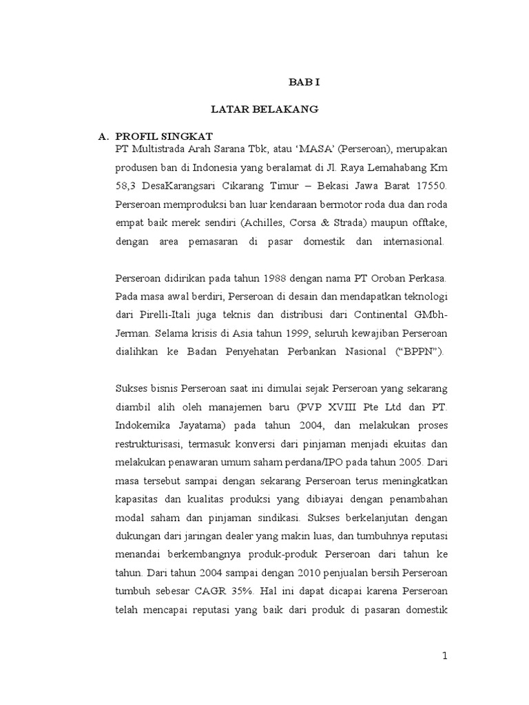 PT Multistrada Arah Sarana TBK | PDF