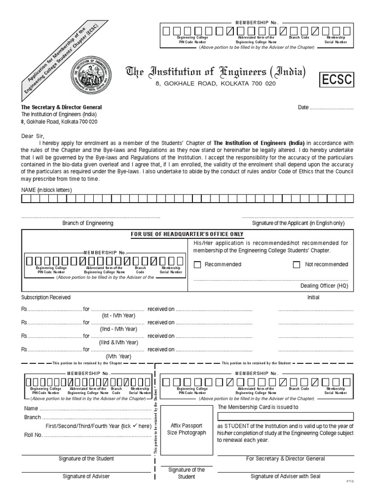 ECSC Membership Form | PDF | Government Information | Government
