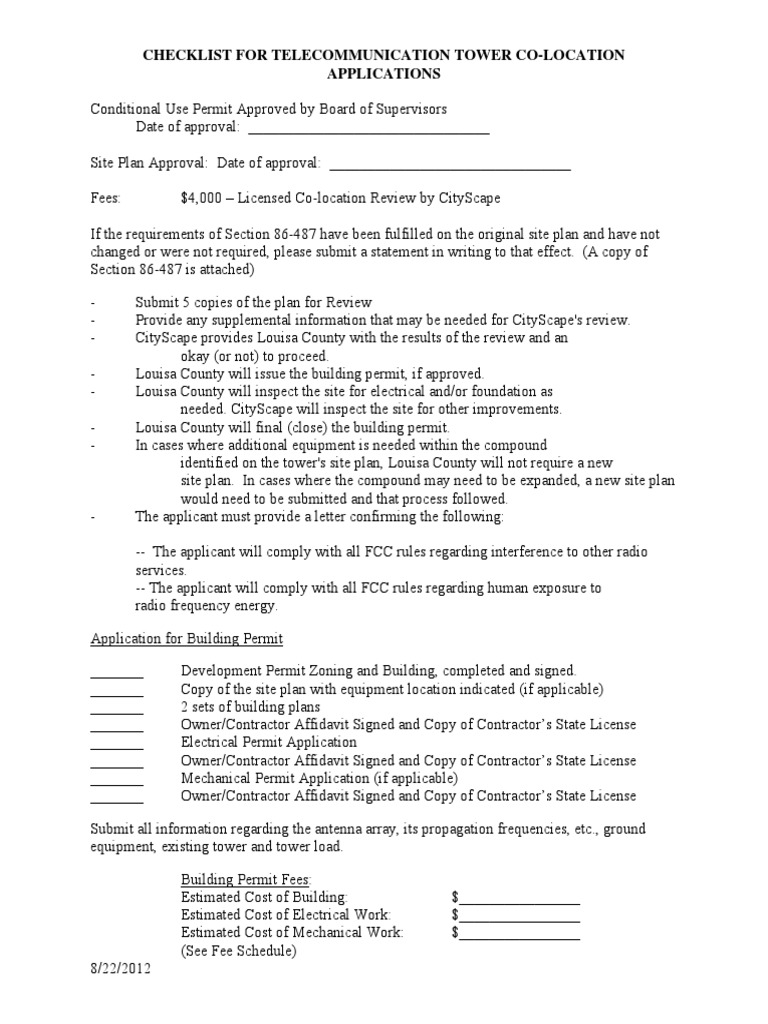 Telecom Tower Co-Location Checklist | PDF | Radio | Electromagnetic ...