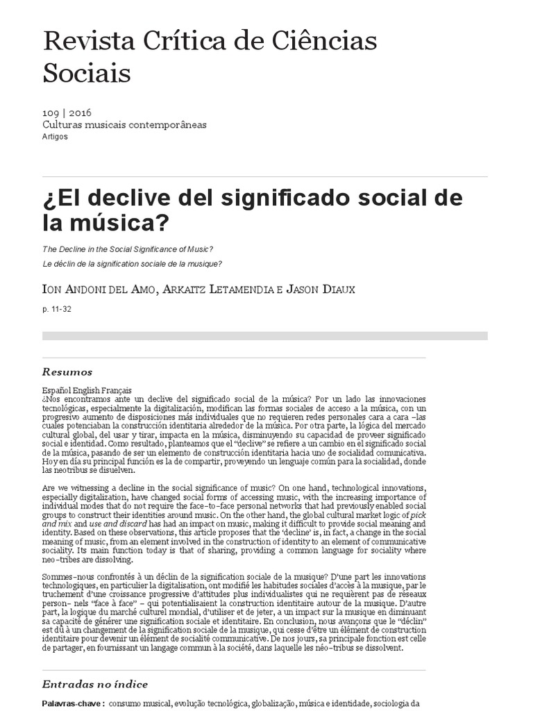 Declive significado social música | PDF | Capitalismo | Sociedad