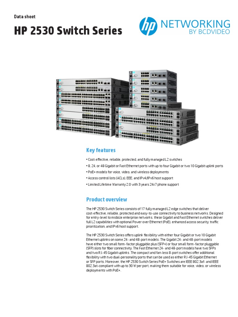 HP 2530 Switch Series DataSheet | PDF | Network Switch | Ip Address
