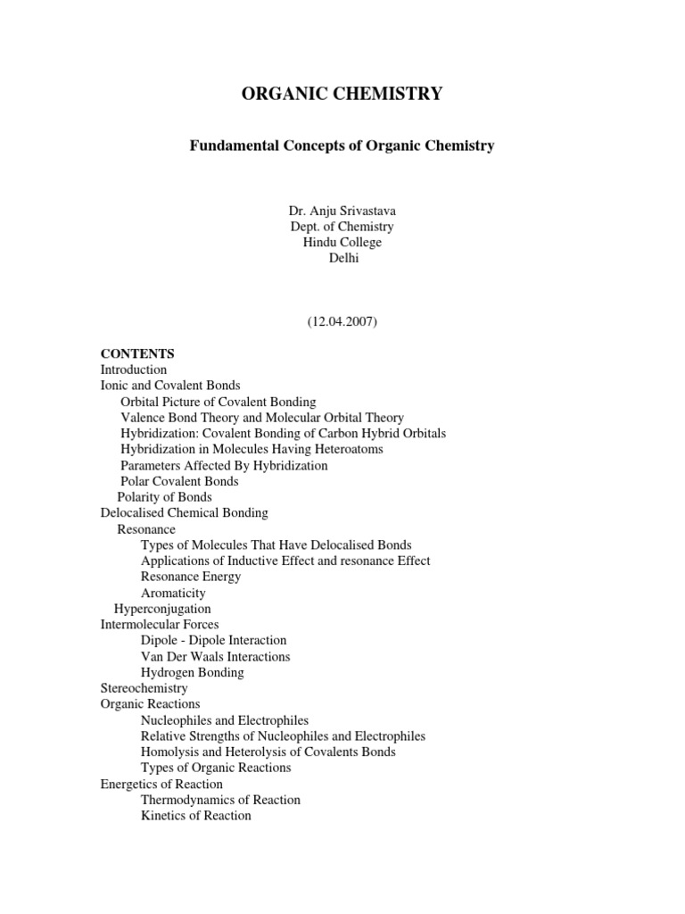 Fundamentals of Organic Chemistry PDF | PDF | Covalent Bond | Chemical ...