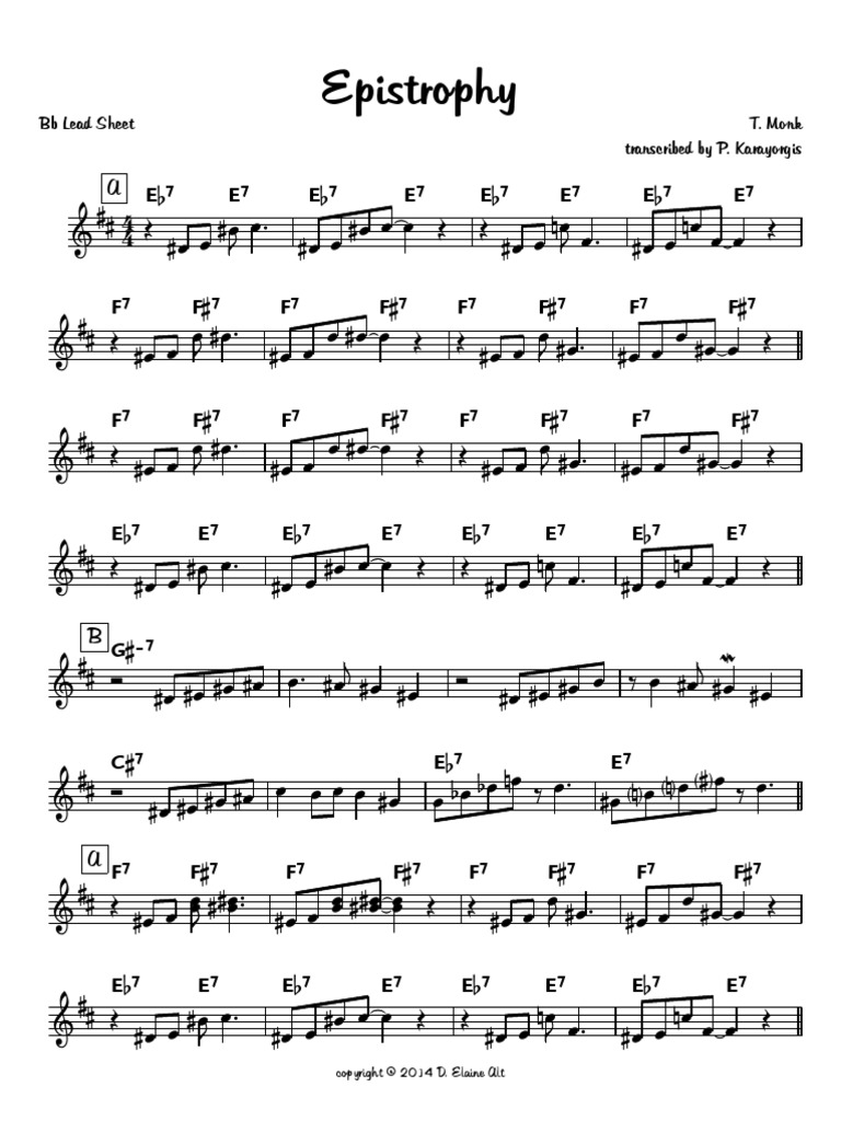 Epistrophy Lead Sheet BB | PDF