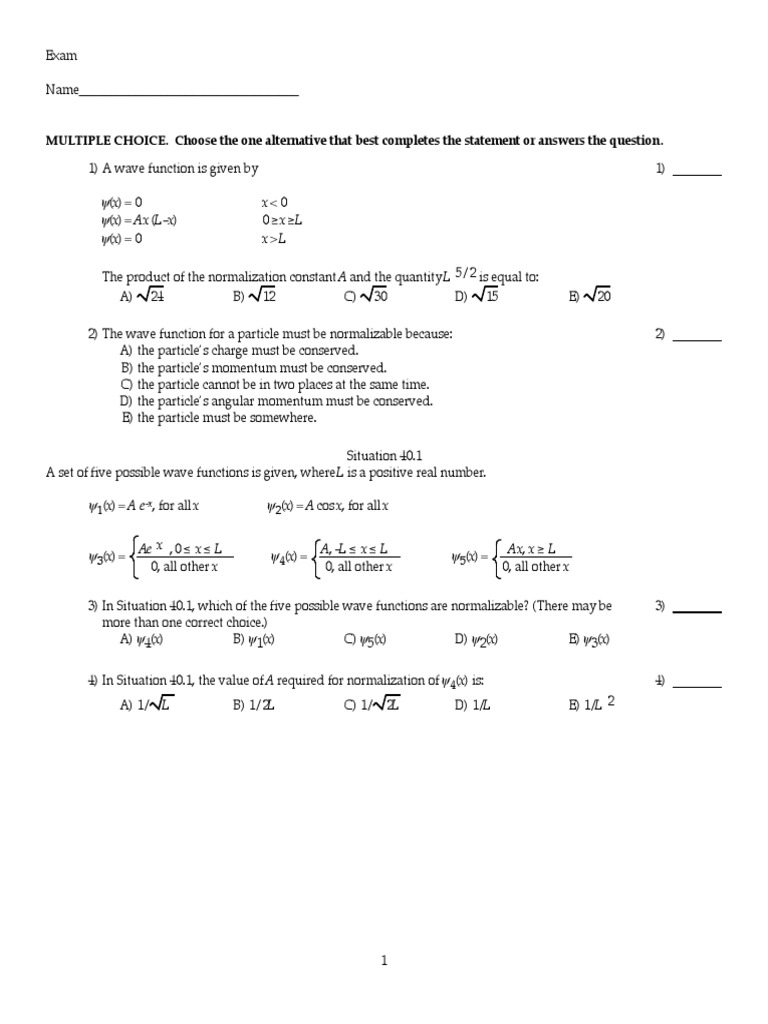 Quantum Mechanics Practice Test PDF | PDF | Electronvolt | Energy Level
