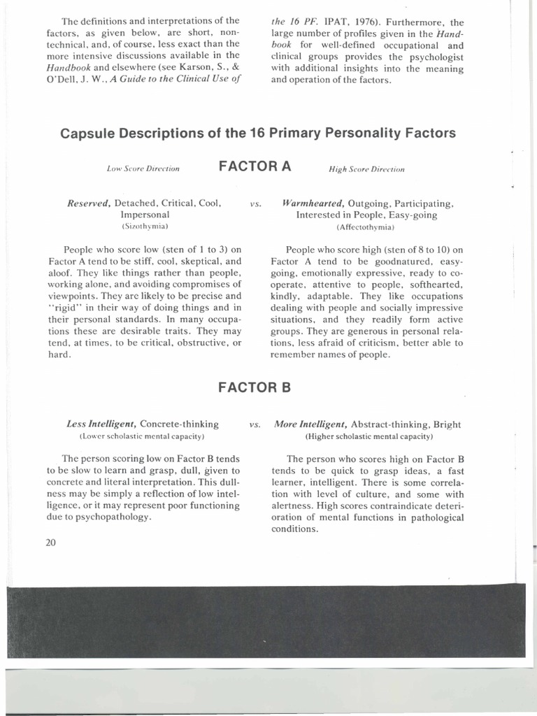 Description of 16 Factors | PDF
