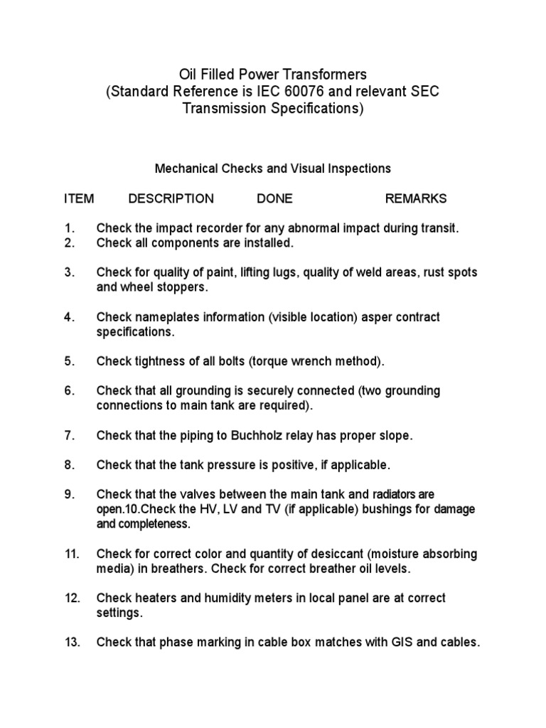 Oil Filled Power Transformers (Standard Reference Is IEC 60076 and ...